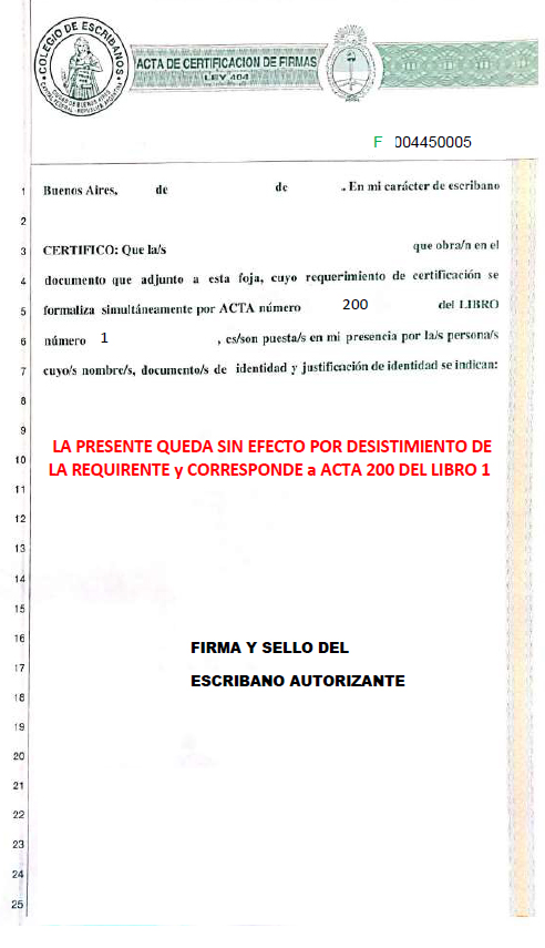 Ejemplo 4: hoja de certificación de firmas con constancia de sin efecto ...
