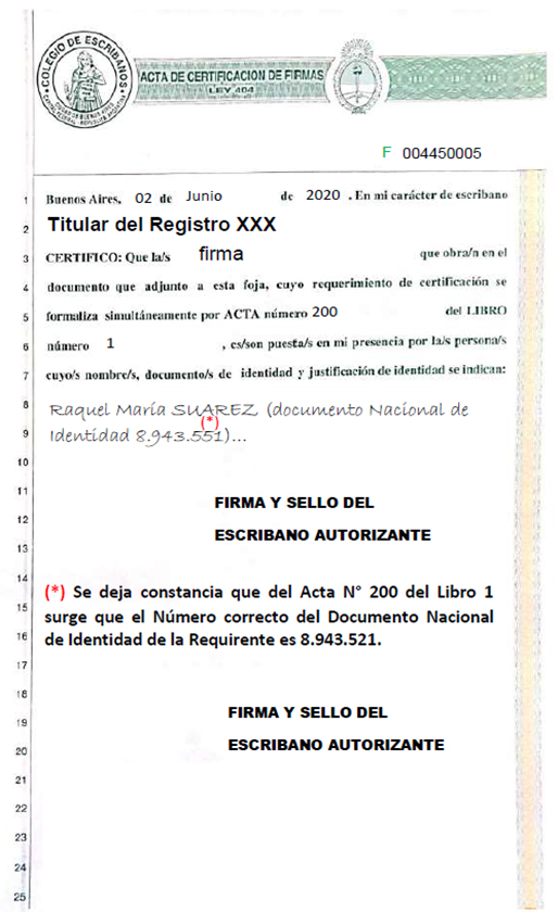 Ejemplo 5: correcciones en la hoja de certificación de firmas, después ... Ejemplo 5: correcciones en la hoja de certificación de firmas, después ...